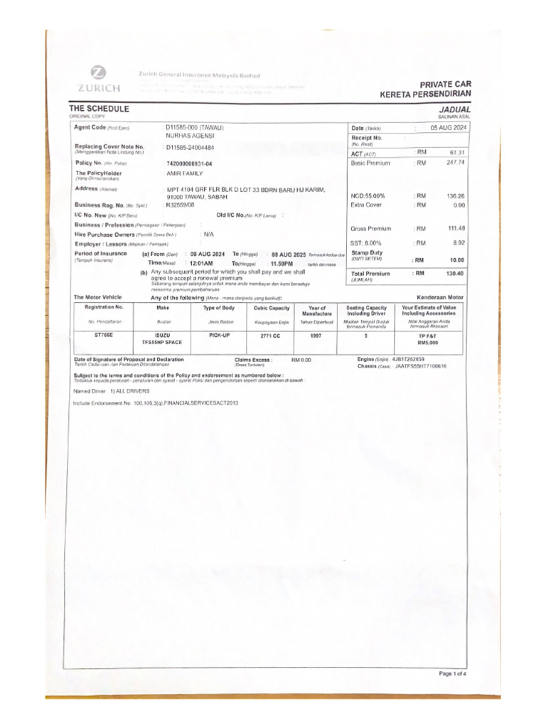 Zurich General Insurance Malaysia Berhad | PDF