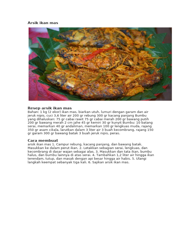 Arsik Ikan Mas | PDF