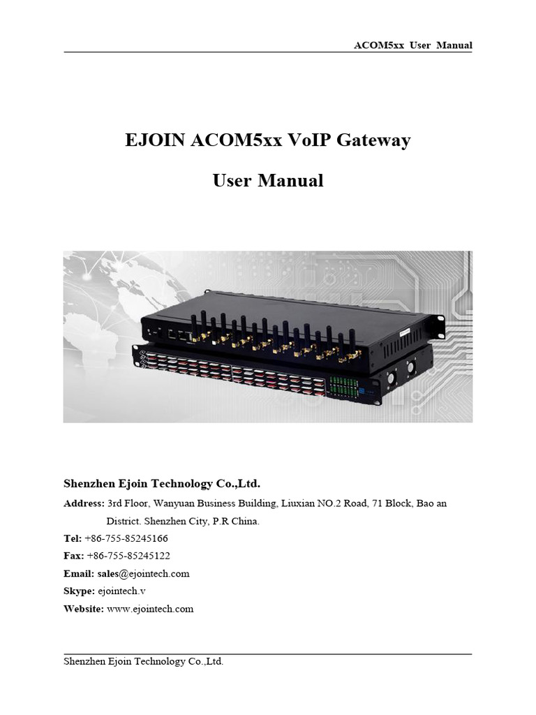 EJOIN VOIP Gateway User Manual V1.4 | PDF