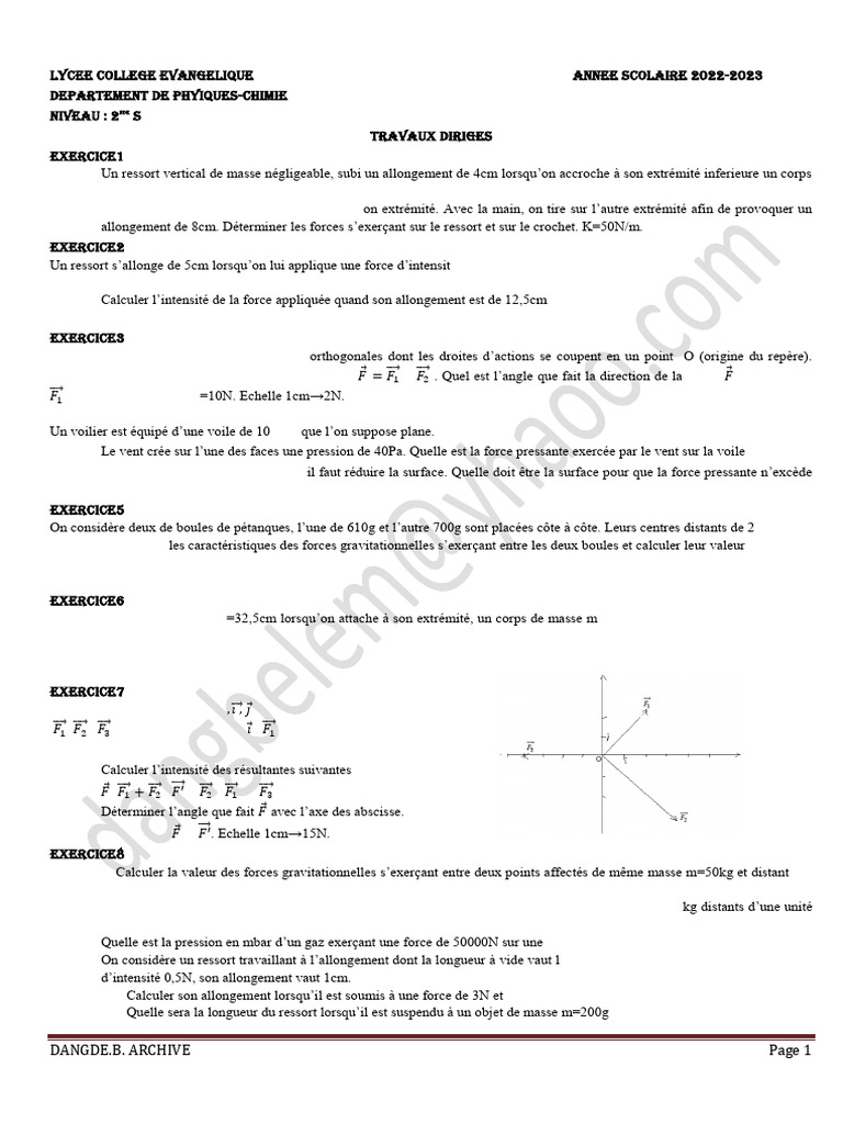 TD4 Physique Seconde S1 | PDF