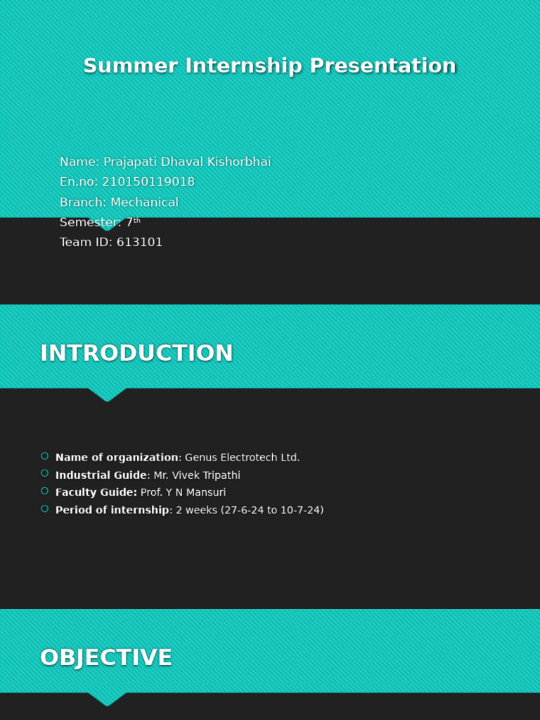 Summer Internship Presentation | PDF