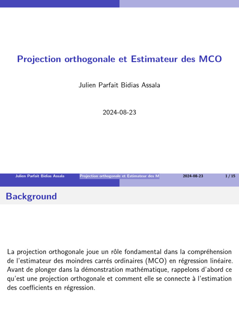 Projection Orthogonale Et MCO | PDF