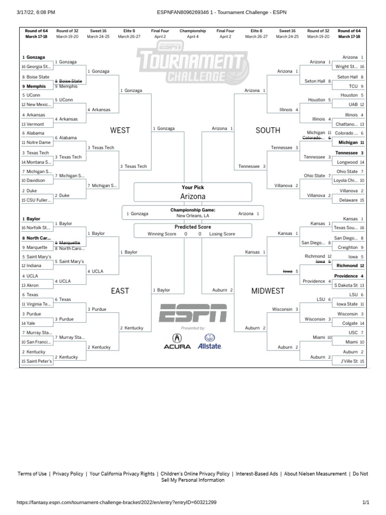 ESPNFAN8096269346 1 - Tournament Challenge - ESPN | PDF