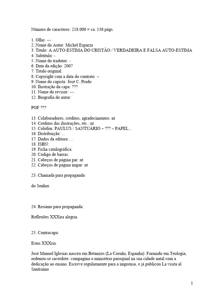A Auto-Estima Do Cristão, Michel Esparza | PDF