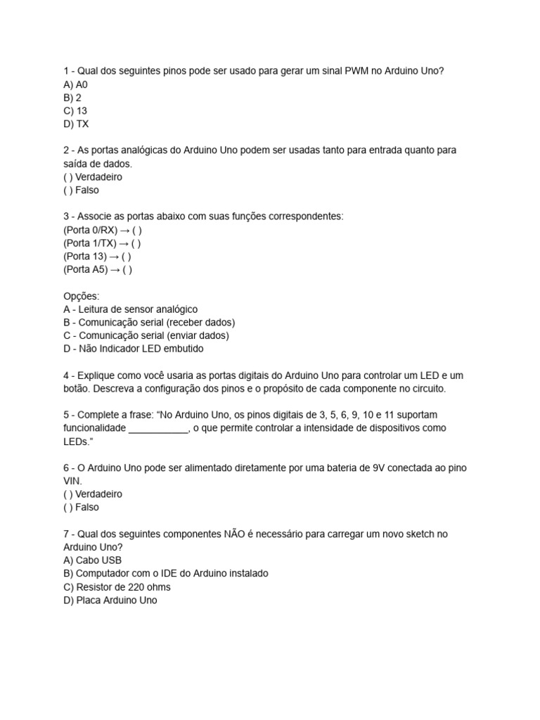 Atividade Arduino | PDF | Computadores