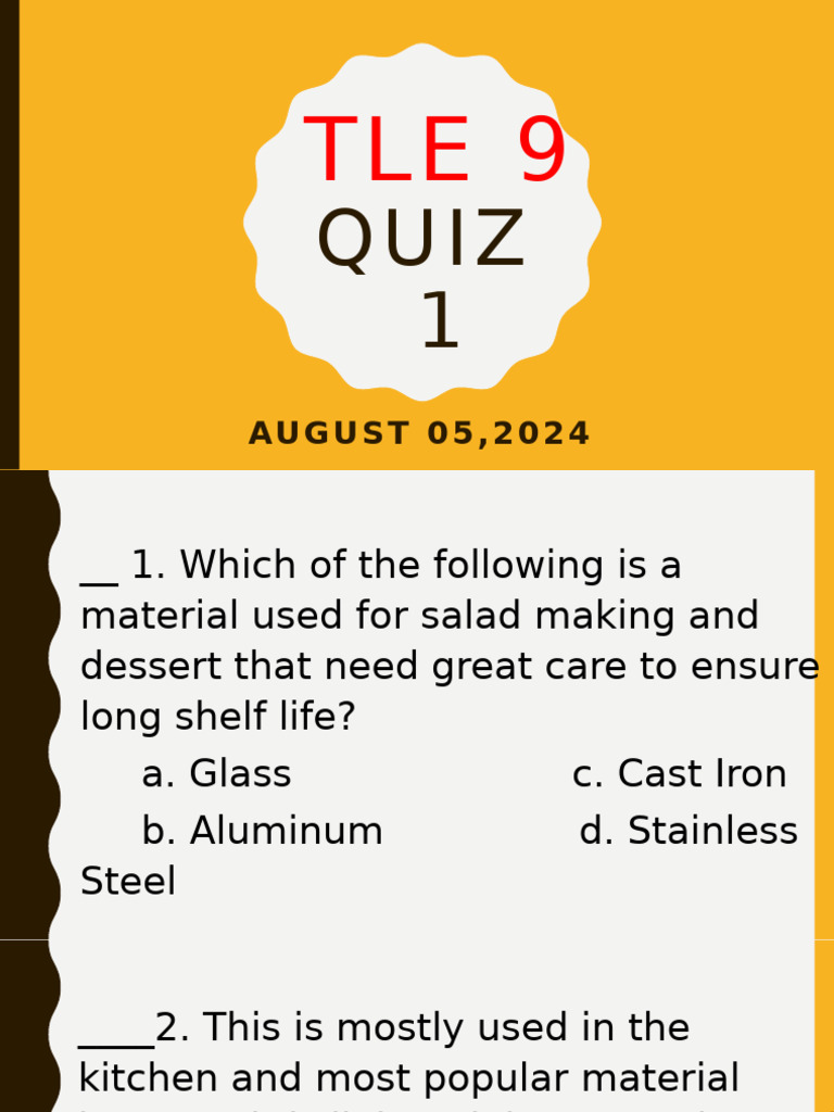 Tle 9 Quiz 1 | PDF