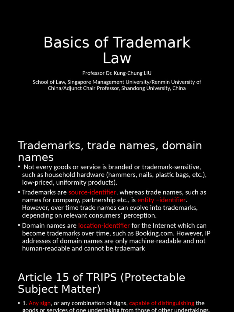 Basics of Trademark Law | PDF