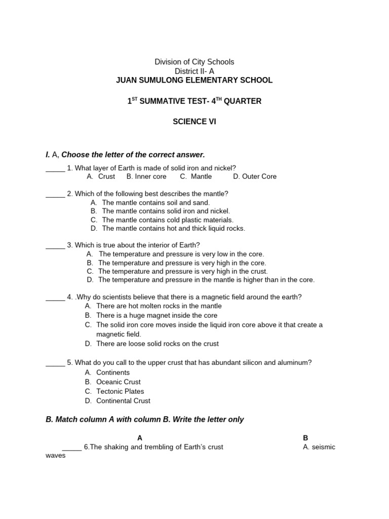 4TH Qtr. First Summative | PDF