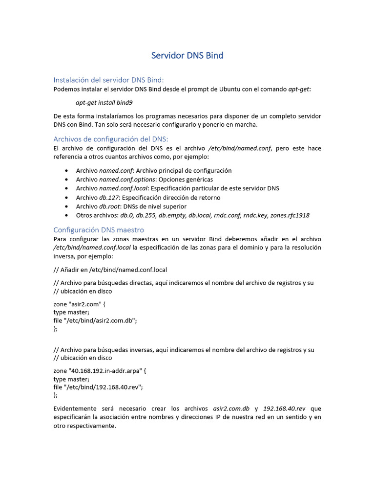 Archivos Del Servidor DNS Bind | PDF