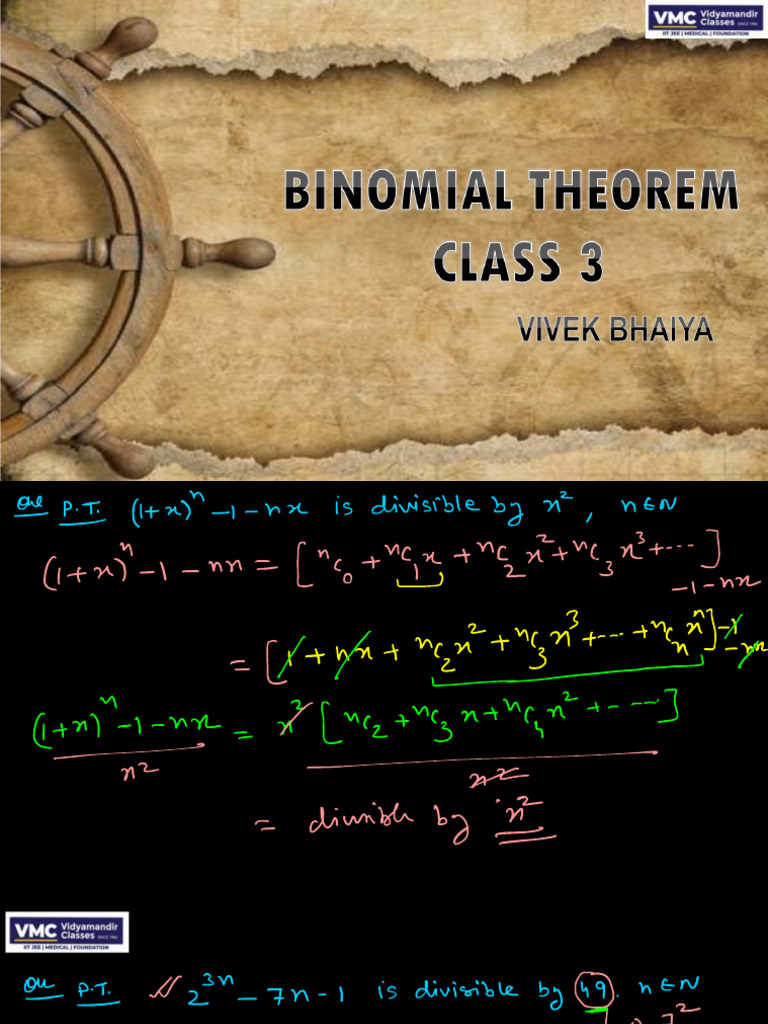 Binomial Theorem Live Class-3 Teacher Notes | PDF