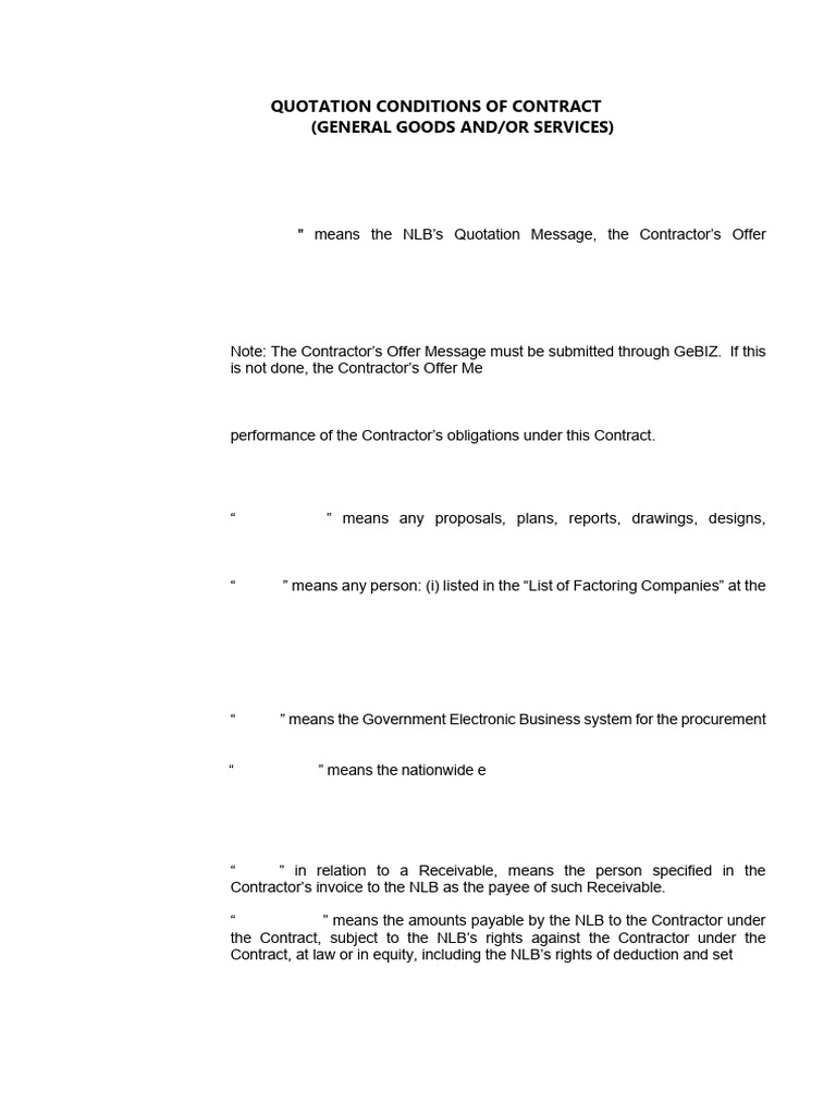 ITQ-Conditions of Contract | PDF | Employment | Finance & Money Management