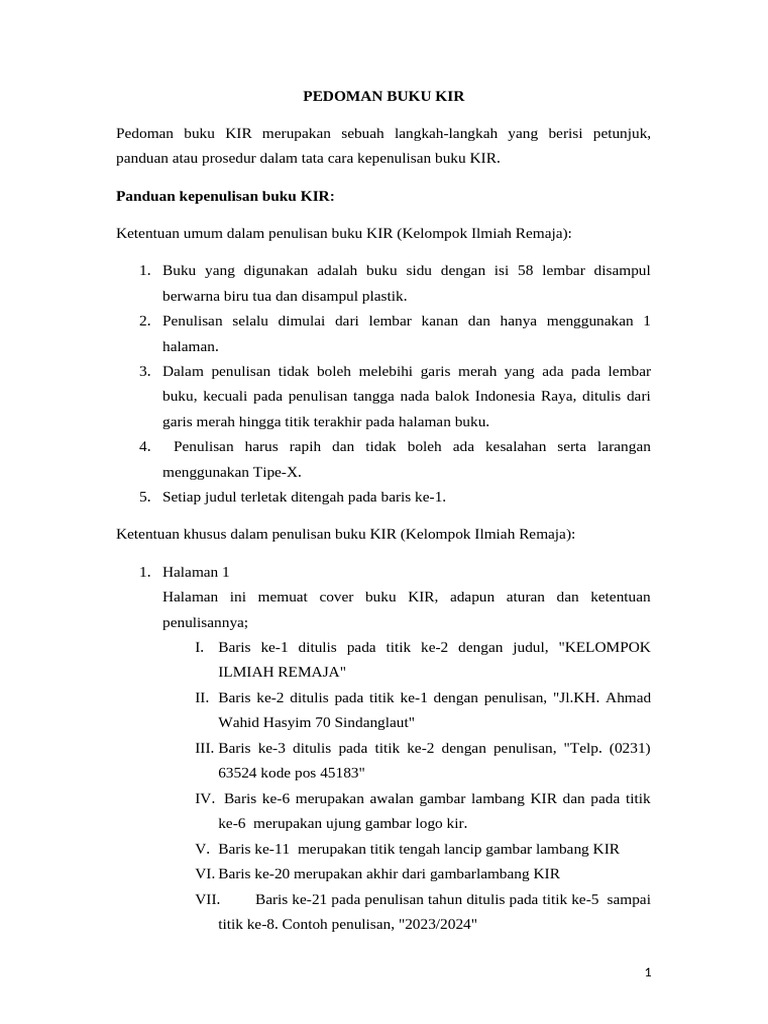 Pedoman Buku Kir | PDF