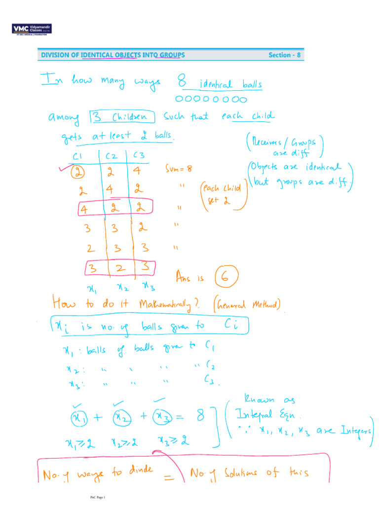 Permutation and Combination Live Class-5 Teacher Notes | PDF
