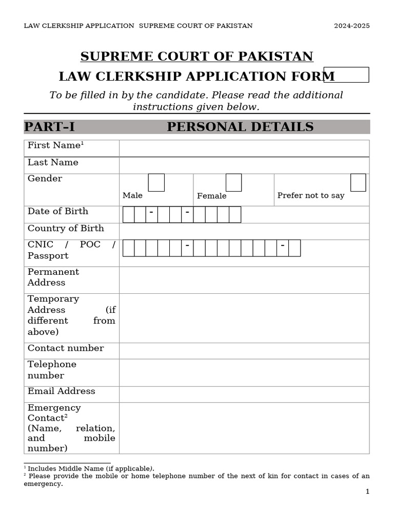 SCP Law Clerkship Application 2024 2025 | PDF