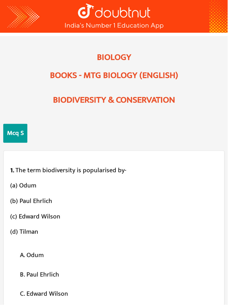 MCQ Bio | PDF | Biodiversity | Invasive Species