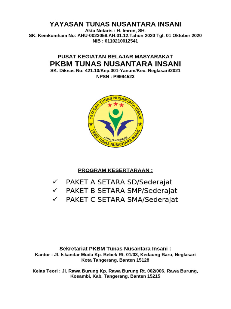 Formulir PKBM 21-22 | PDF