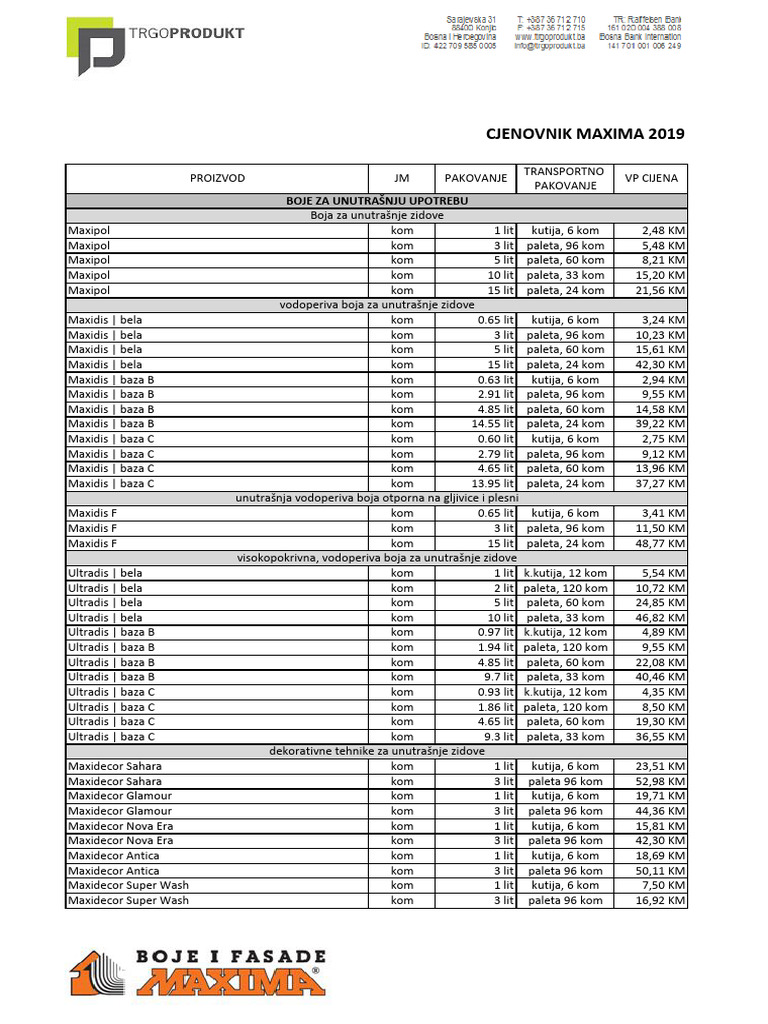 cjenovnik maxima | PDF