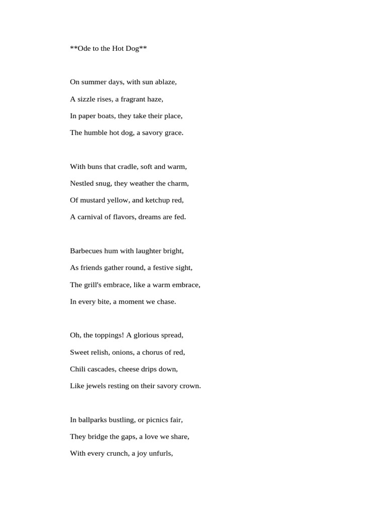Ode To The Hot Dog | PDF