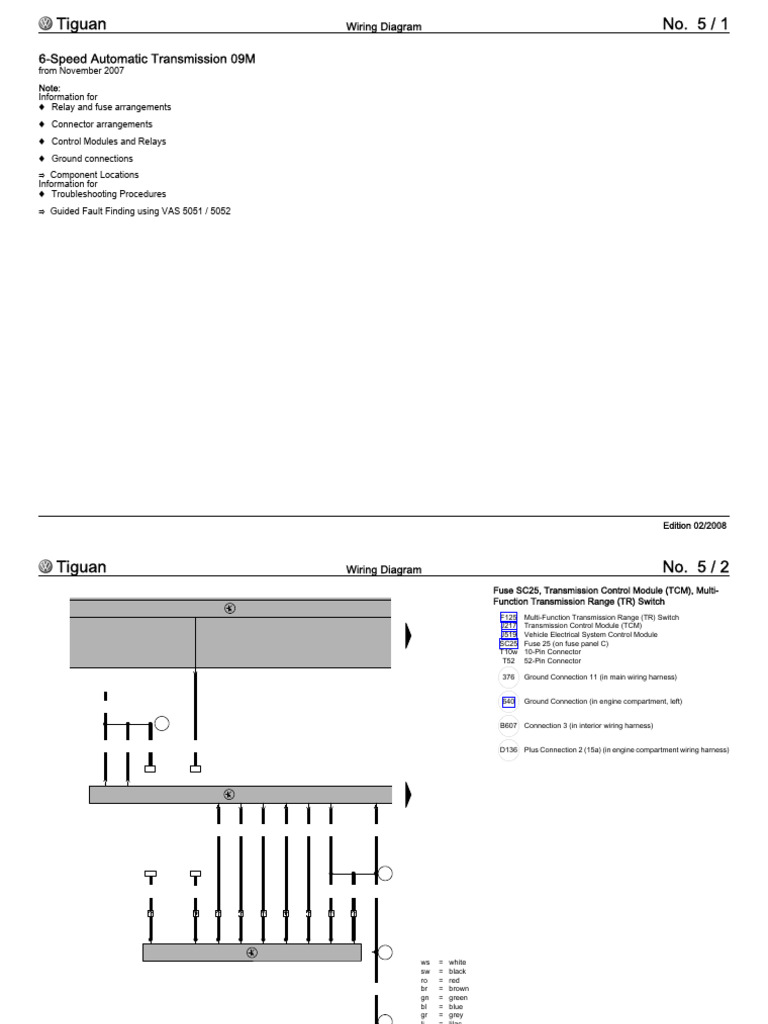 6-Speed Automatic Transmission 09M: Wiring Diagram | PDF