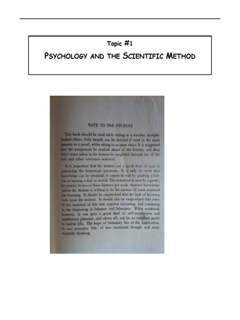 PSYC 204 13C Lecture Notes, Topic 01, Psychology & The Scientific ...