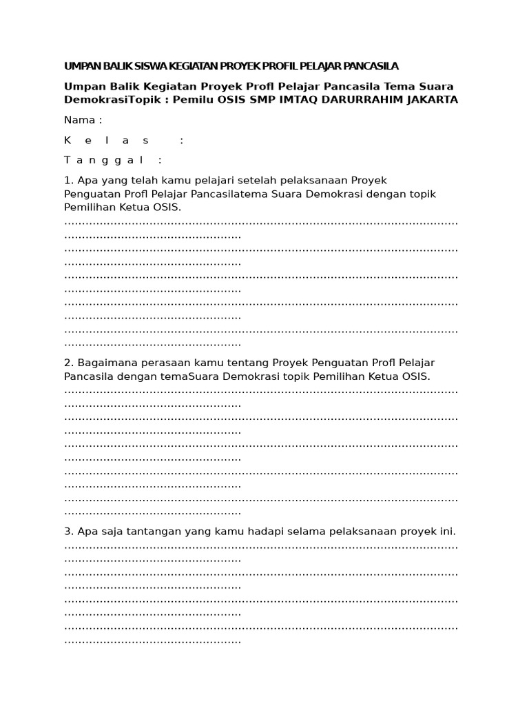 Refleksi P5 Suara Demokrasi | PDF