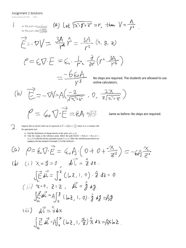 PHY241 Assignment 2 Solutions | PDF
