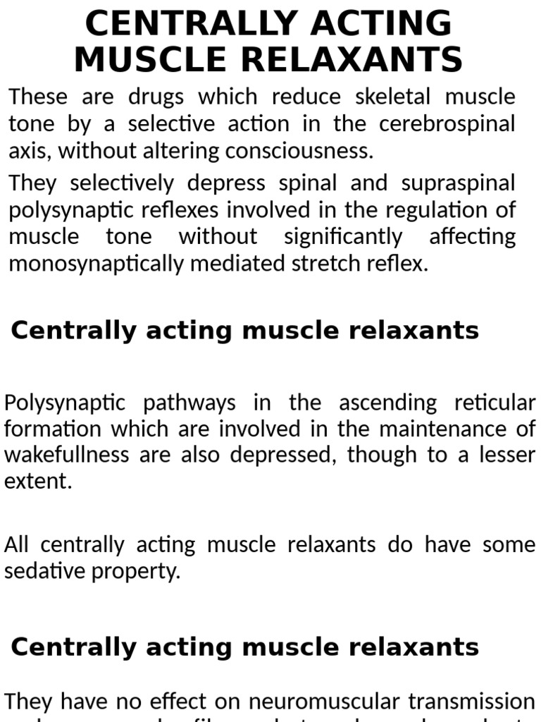 Centrally Acting Muscle Relaxants | PDF