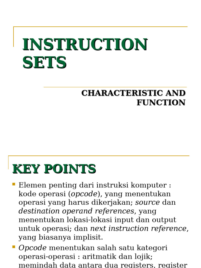 Instruction Sets Karakteristik Dan Fungsi | PDF