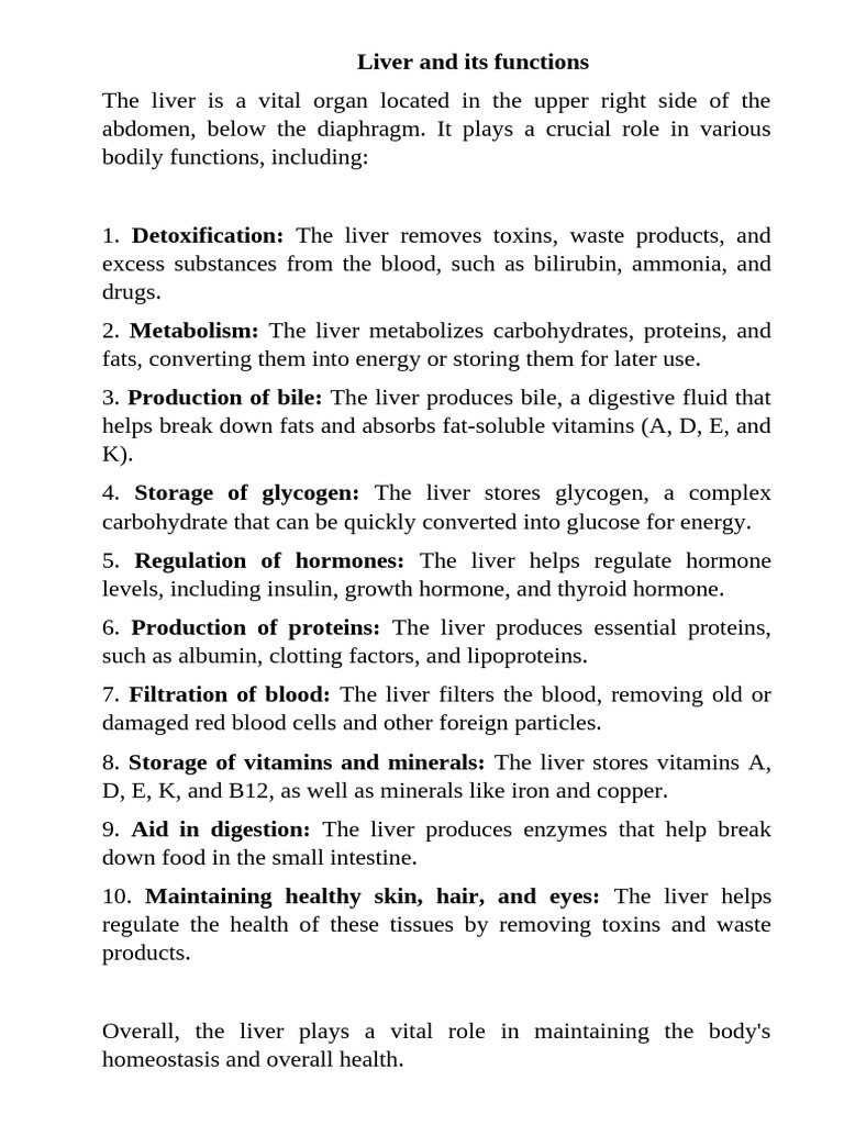 Liver and its functions | PDF