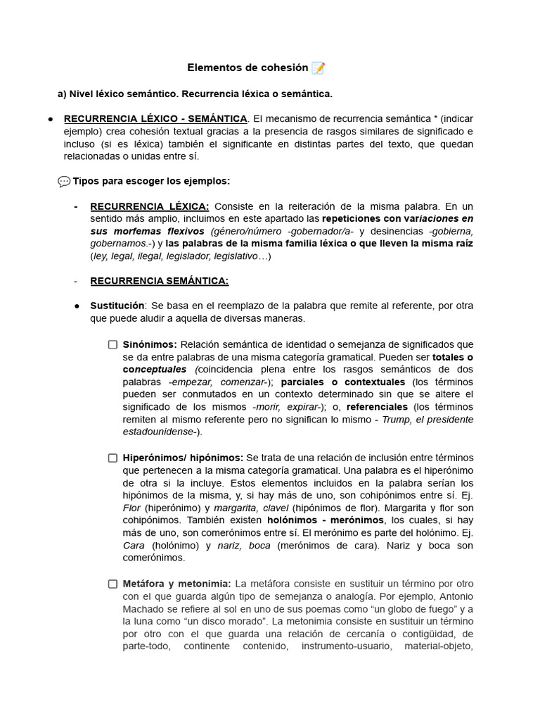 Los Elementos de Cohesión | PDF