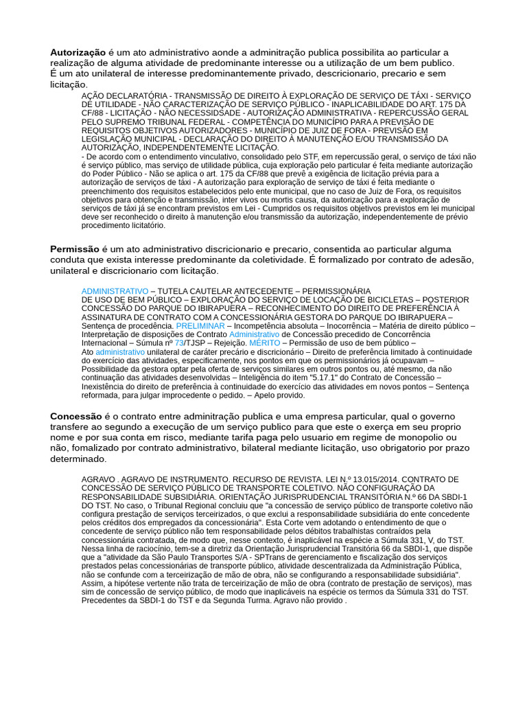 Diferença Entre Permissão, Concessão e Autorização | PDF | Serviços ...