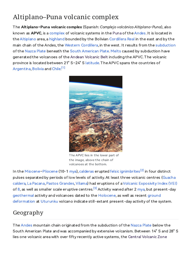 Altiplano-Puna Volcanic Complex - Wikipedia | PDF