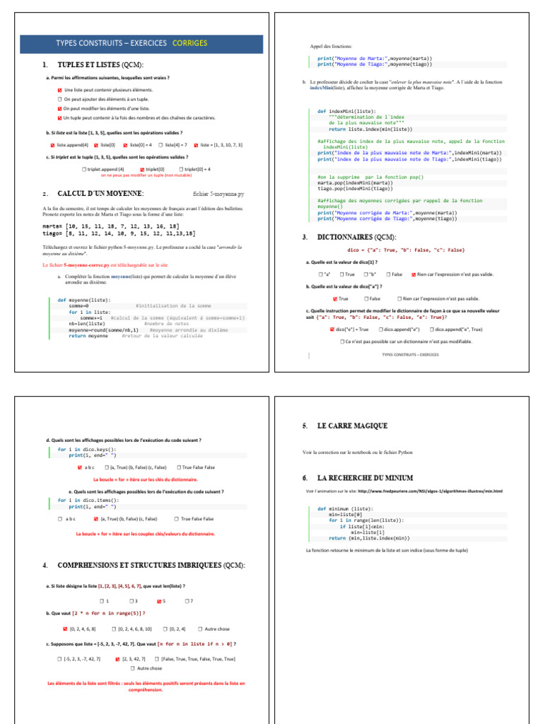 Types Construits Exos Correc | PDF