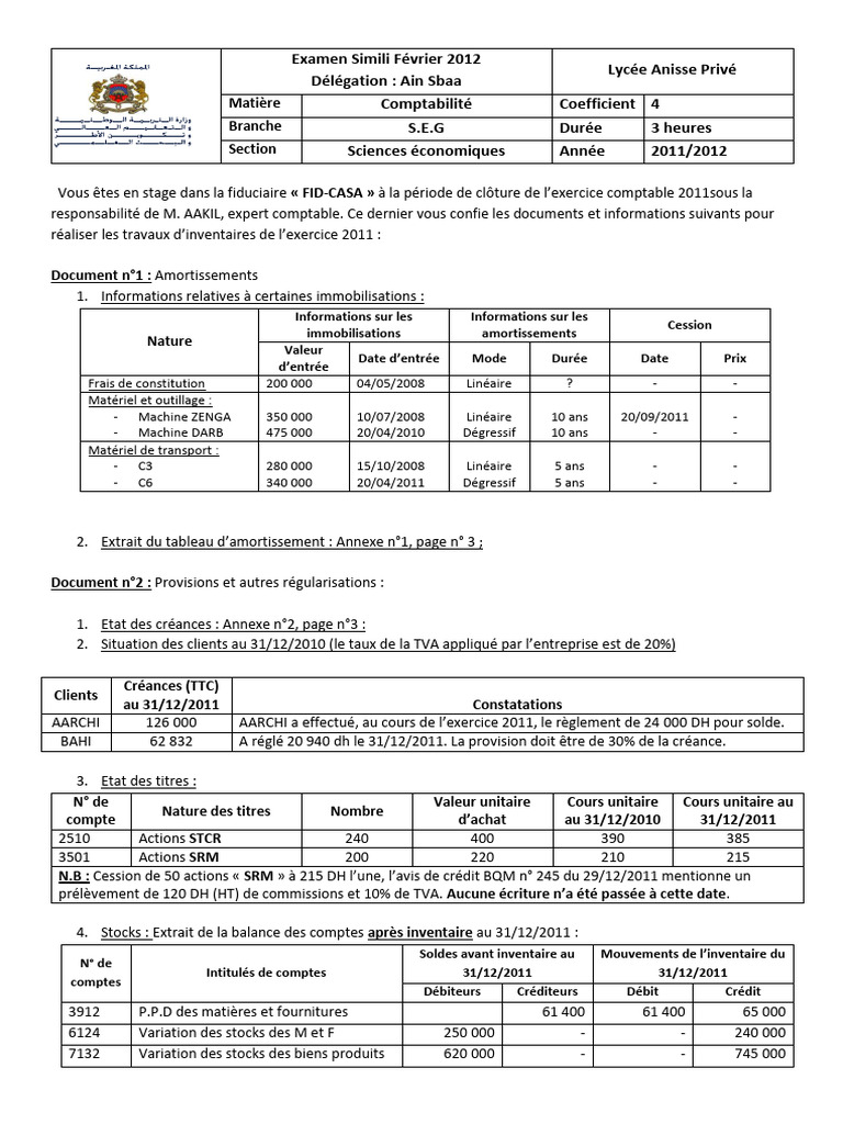 2BAC Eco EB1 S1 Compta | PDF