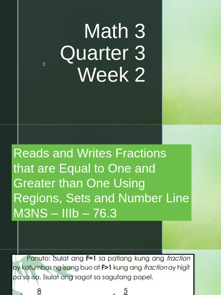 Math 3 Q3 Wk2 Pagbasa at Pagsulat NG Fraction | PDF