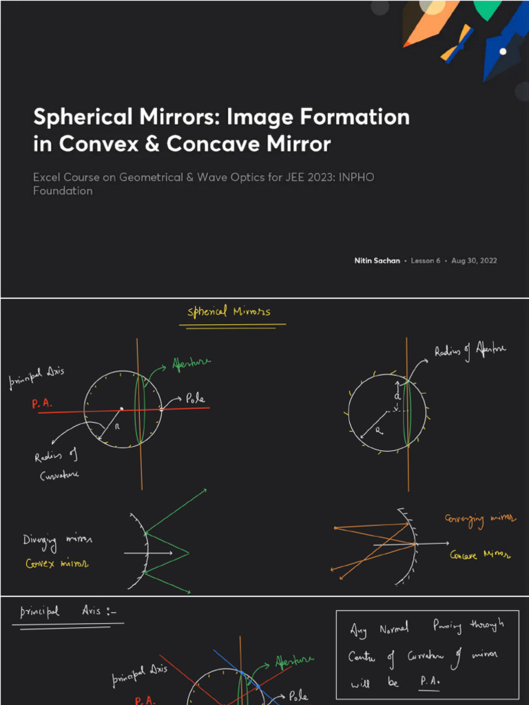 Spherical Mirrors Image Formation in Convex Concave Mirror With Anno | PDF