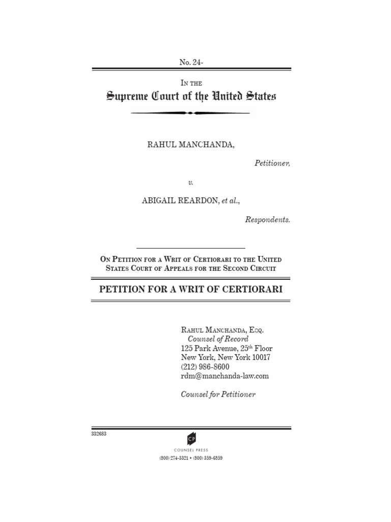 Supreme Court of The United States: Petition For A Writ of Certiorari ...