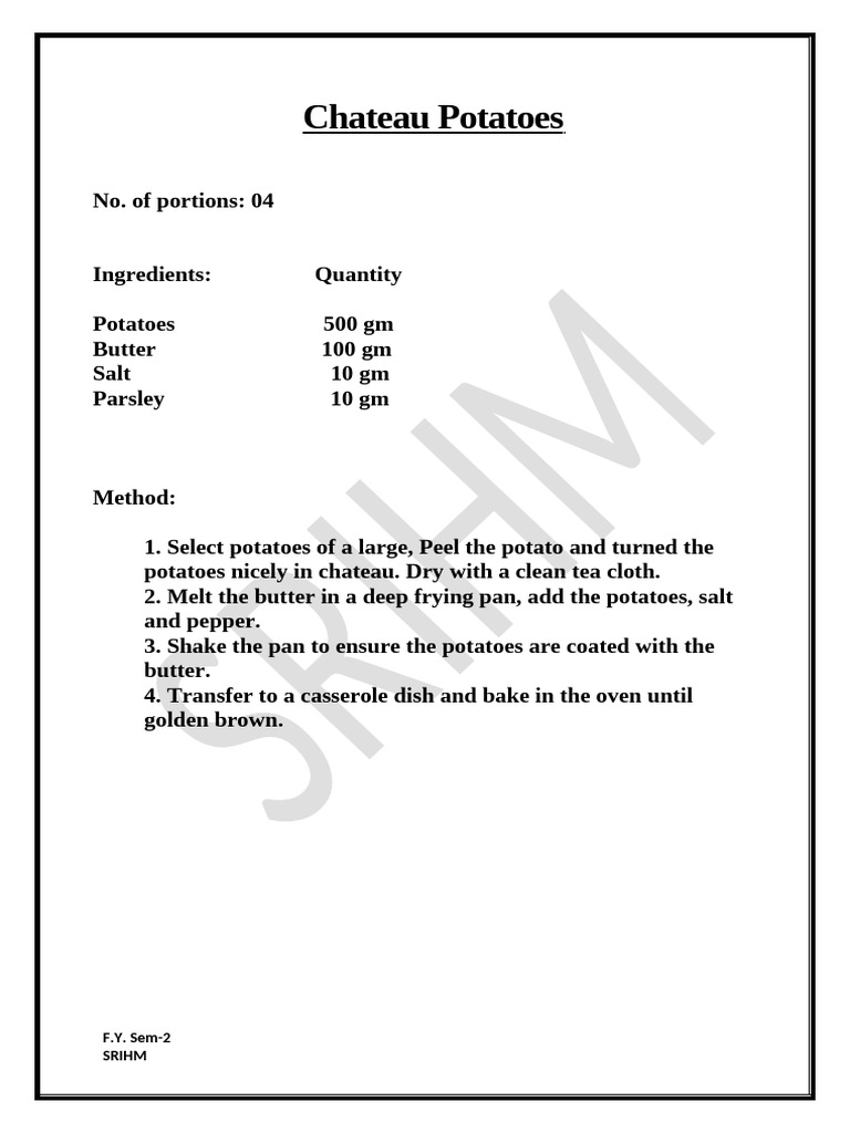 Chateau Potatoes | PDF
