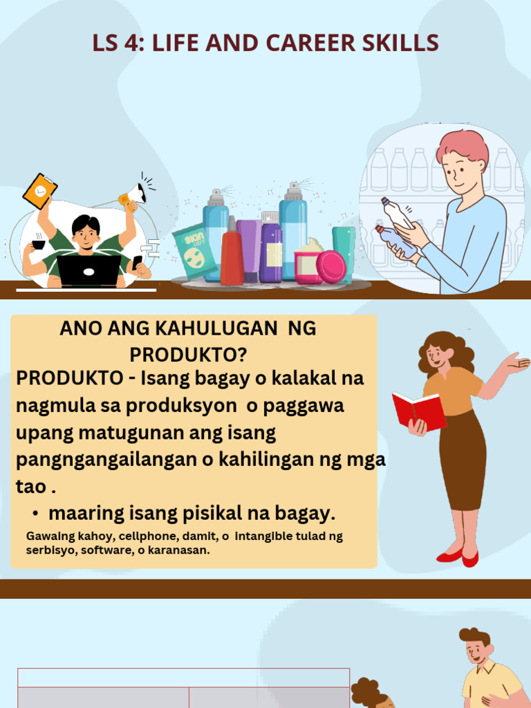 (Reviewer) JHS-LS 4 Life and Career Skills Kahulugan at Pagkakaiba NG Prrodukto at Serbisyo ...