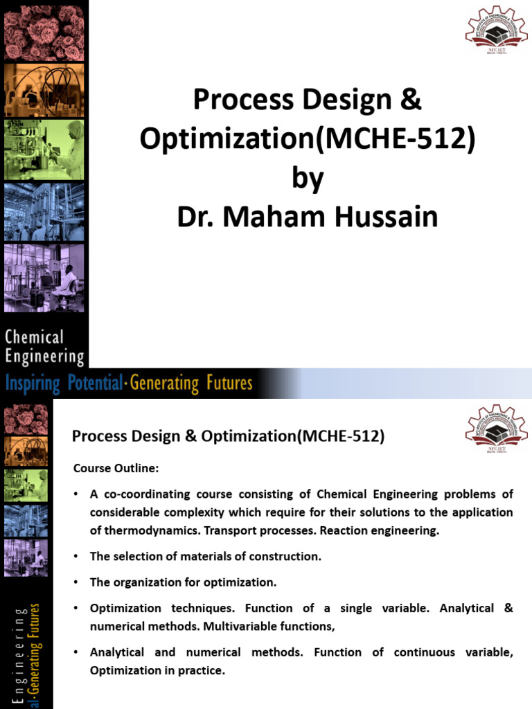 Process Design and Optimization-Lec | PDF | Mathematical Optimization | Function (Mathematics)