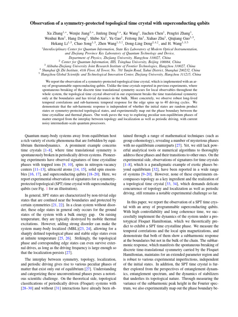 Observation of A Symmetry-Protected Topological Time Crystal With ...