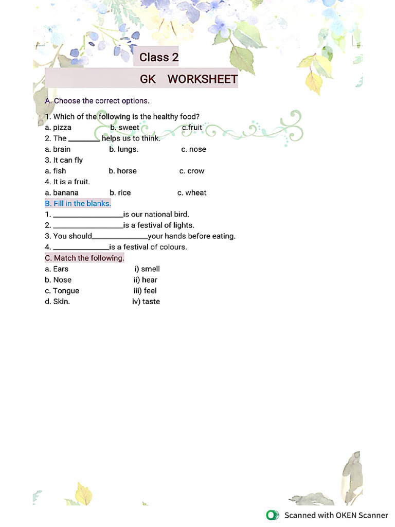 Class2 GK (Revision Worksheet) | PDF
