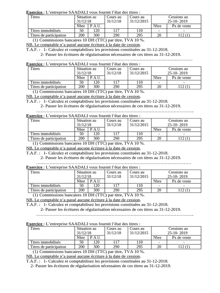 Exercice Provision TP | PDF