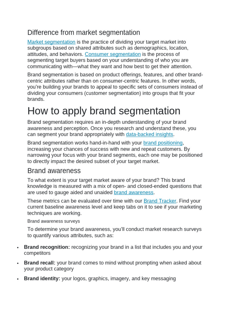 Difference From Market Segmentation | PDF