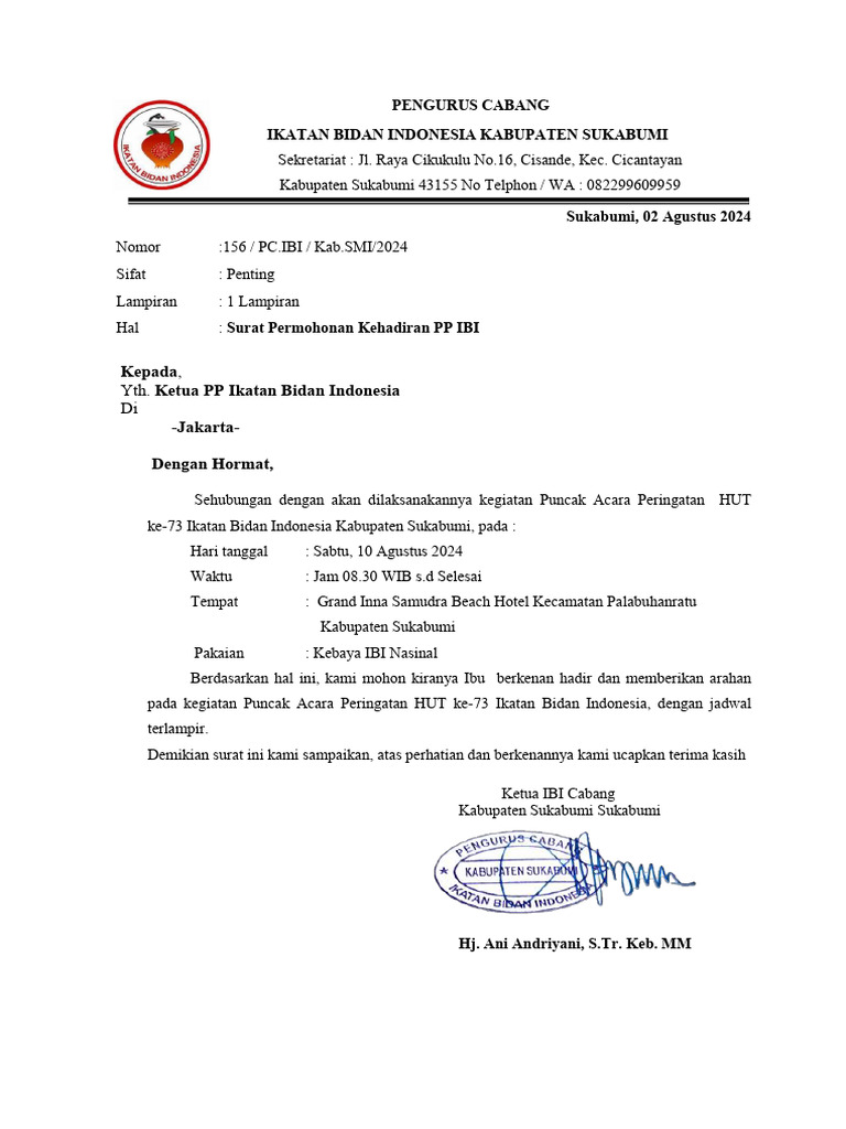 Surat Permohonan Kehadiran Ketua PP-docx | PDF