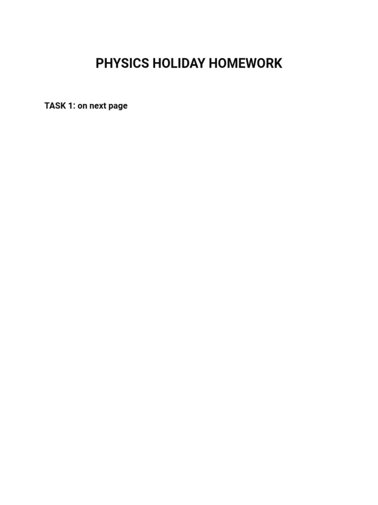 Physics Holiday Homework New | PDF