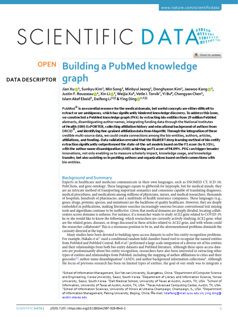 Building A Pubmed Knowledge Graph: Data Descriptor | PDF