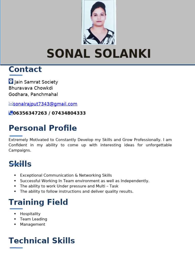 Resume - Sonal Solanki | PDF