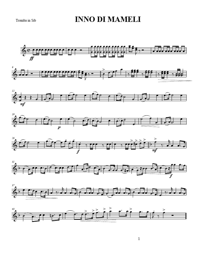 Inno Di Mameli - Tromba in Sib | PDF