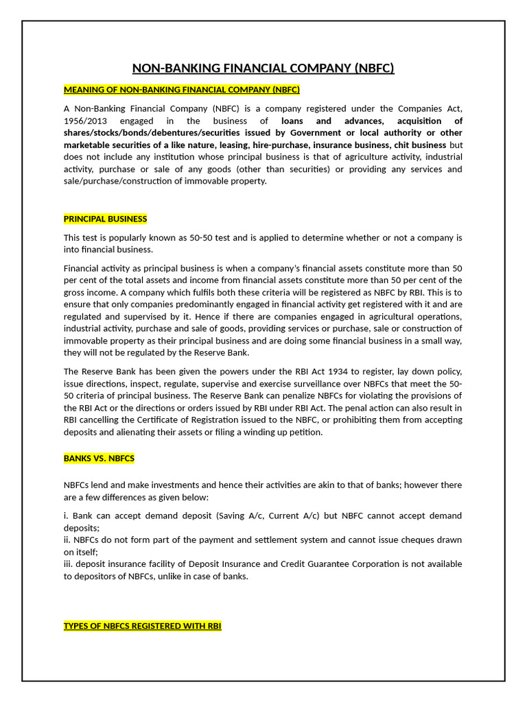 Article On NBFC | PDF